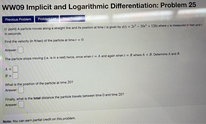 Solved WW09 Implicit and Logarithmic Differentiation: | Chegg.com