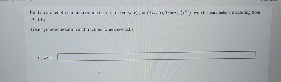 Solved Find an arc length parametrization r1(s) ﻿of the | Chegg.com