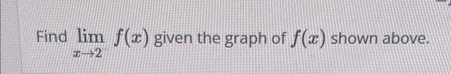 Solved Find limx→2f(x) ﻿given the graph of f(x) ﻿shown | Chegg.com