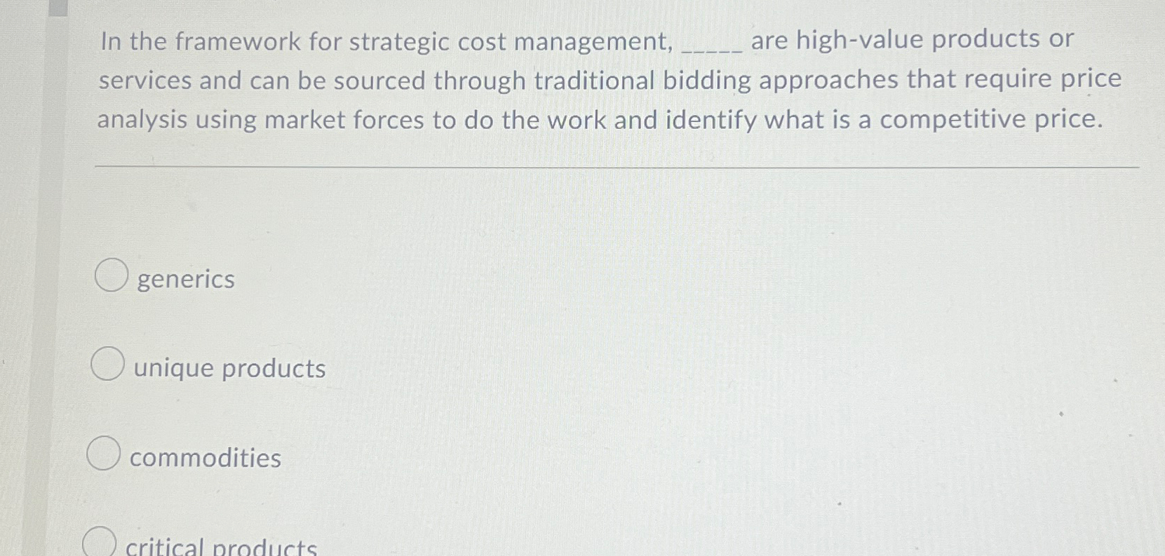 Solved In the framework for strategic cost management, q, | Chegg.com