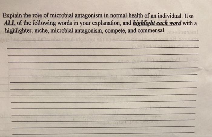 Solved Explain the role of microbial antagonism in normal | Chegg.com