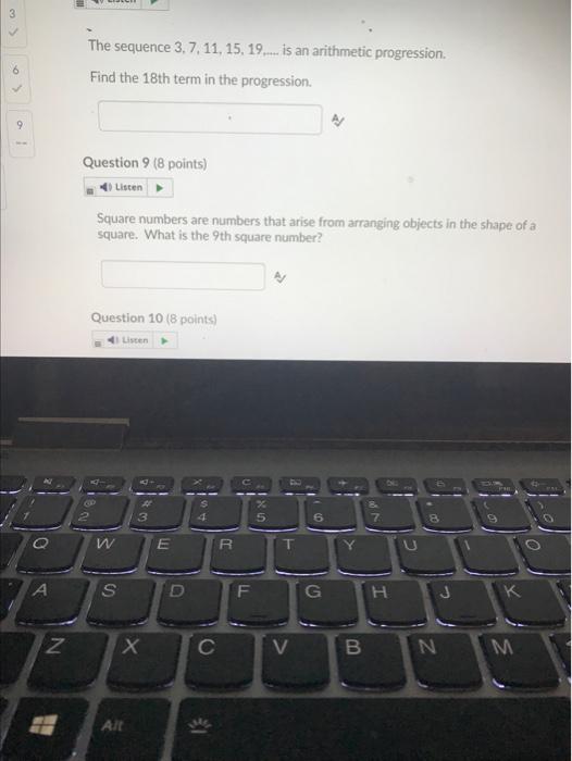 Solved Question O 16 points) Listen The sequence 3, 7, 11, | Chegg.com