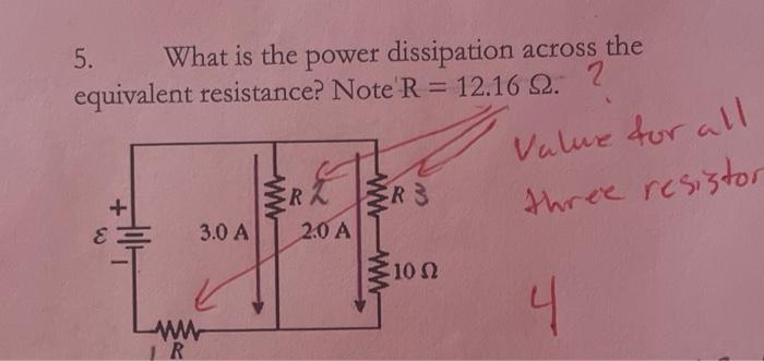 Solved 5. What is the power dissipation across the | Chegg.com