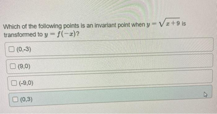 Solved Which of the following points is an invariant point | Chegg.com