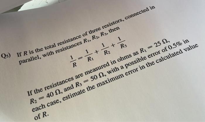 Solved parallel, with resistanc R1=R11×R21×R31 If the | Chegg.com