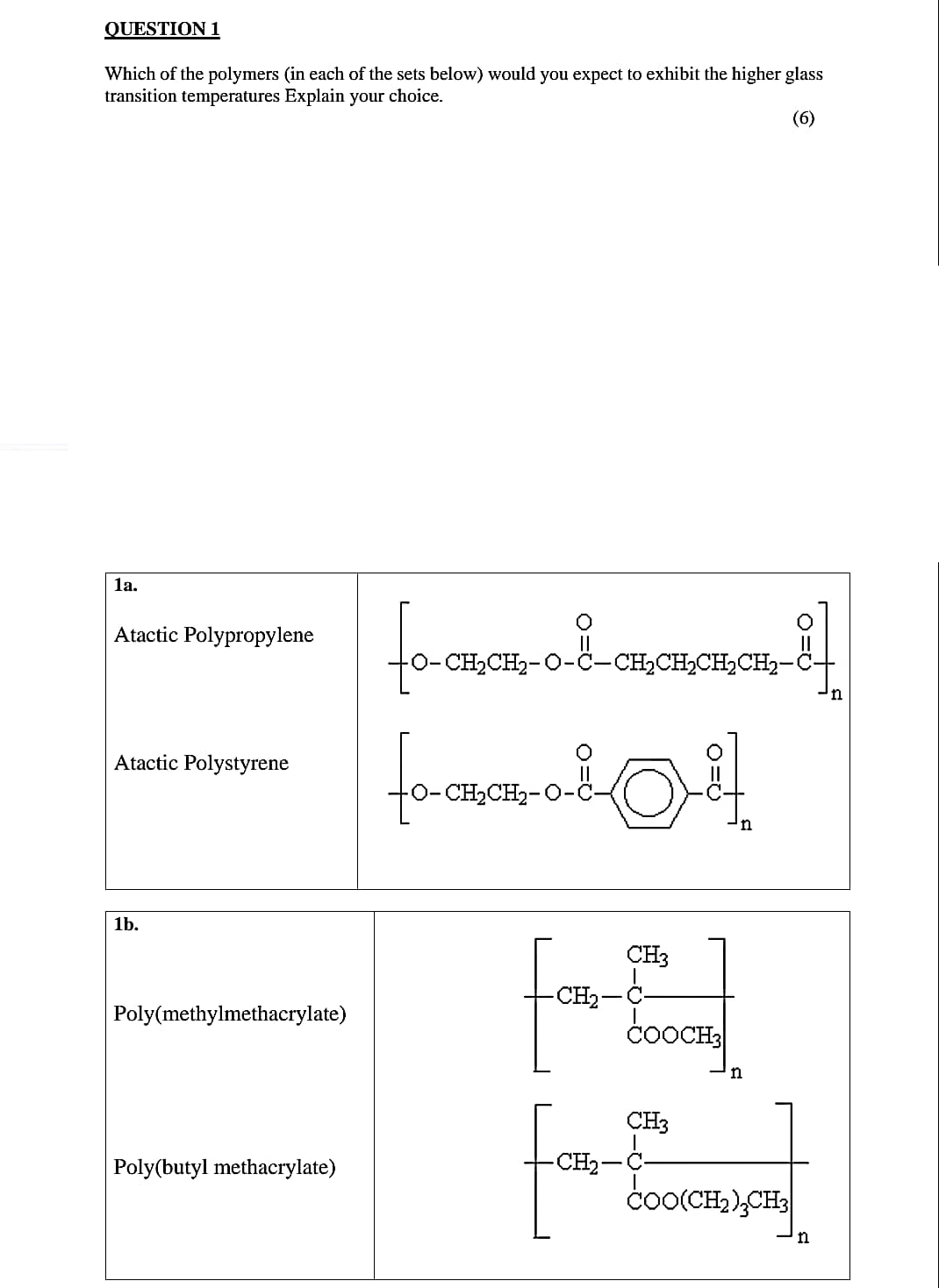 Solved please help me with the following polymer chemistry | Chegg.com