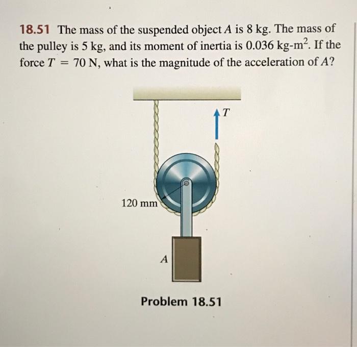 Solved 18.51 The mass of the suspended object A is 8 kg. The | Chegg.com