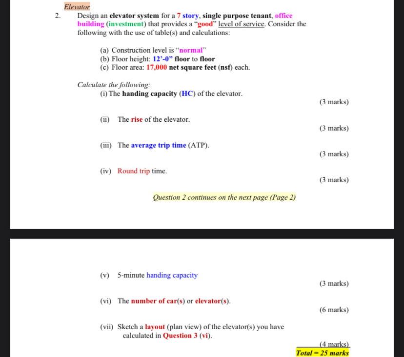 Solved Elevator2. ﻿Design an elevator system for a 7 ﻿story, | Chegg.com