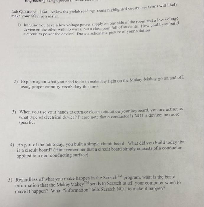 Solved Lab Questions: Hint: review the prelab reading; using | Chegg.com