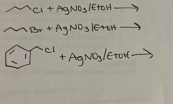Solved Cl+AgNO3 IEtOH Br+AgNO3∣EtOH | Chegg.com