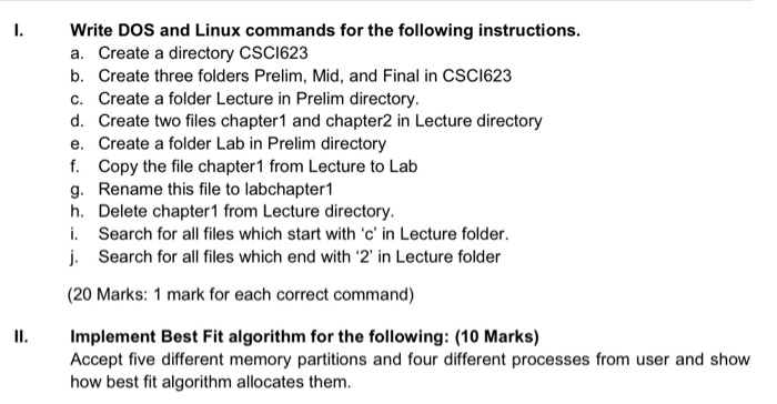 Solved 1. Write DOS and Linux commands for the following | Chegg.com