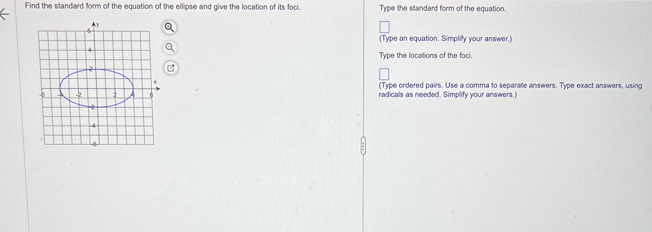 Solved Find the standard form of the equation of the ellipse | Chegg.com