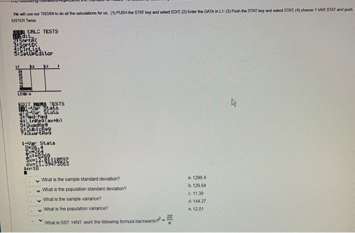 Solved TYTUT We will use our T183/84 to do all the | Chegg.com