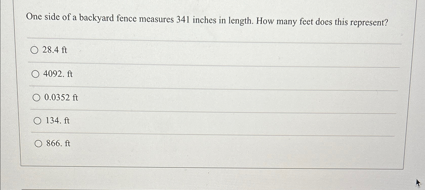 Solved One side of a backyard fence measures 341 ﻿inches in | Chegg.com