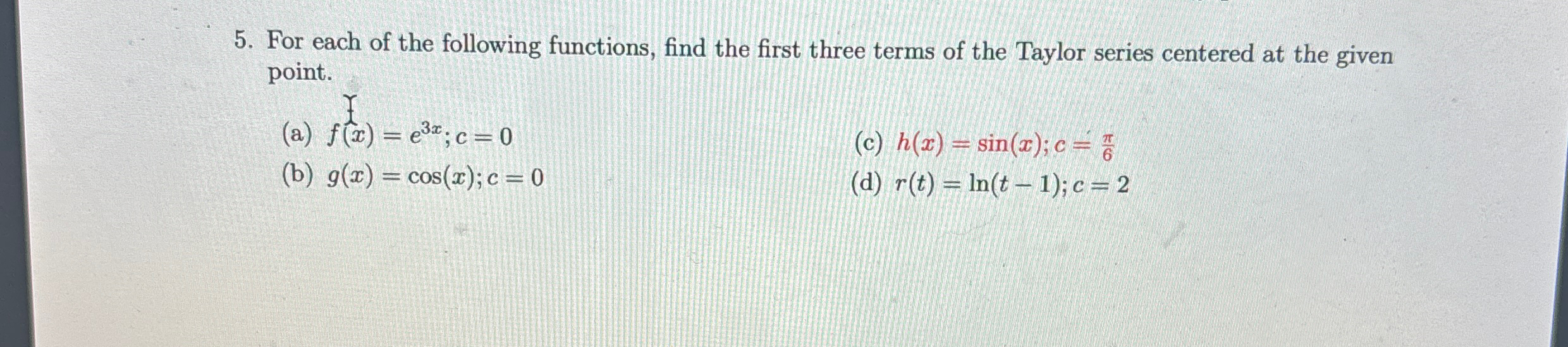 Solved For each of the following functions, find the first | Chegg.com