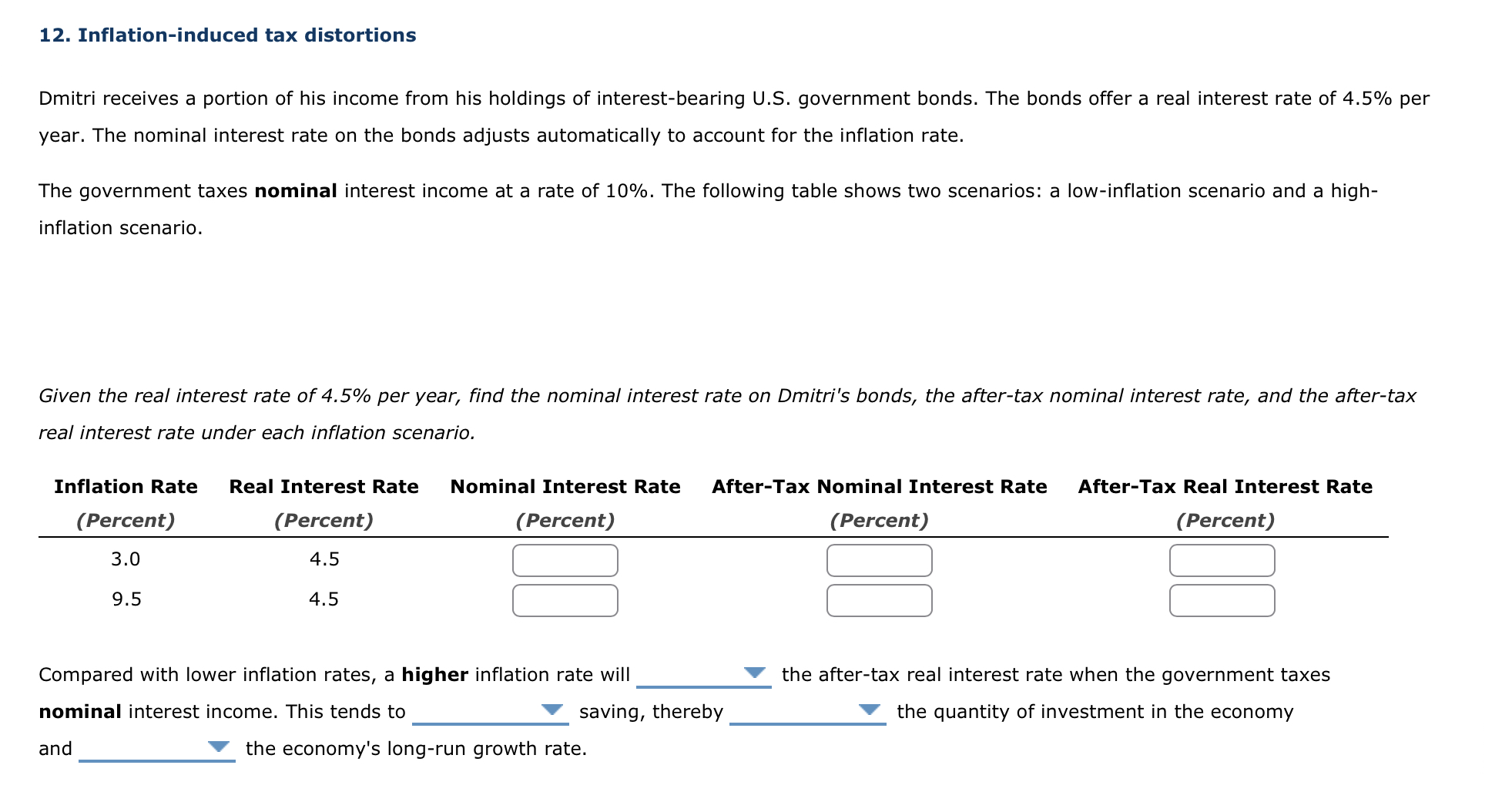 Solved Inflation-induced tax distortionsDmitri receives a | Chegg.com