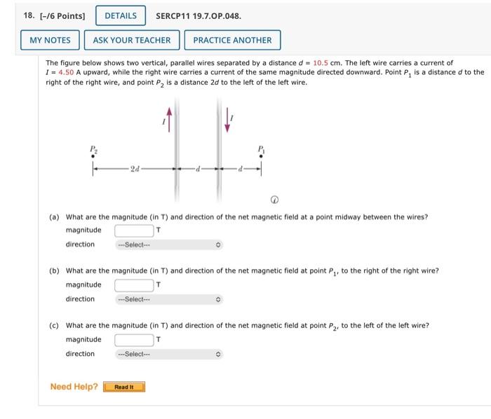 Solved The figure below shows two vertical, parallel wires | Chegg.com