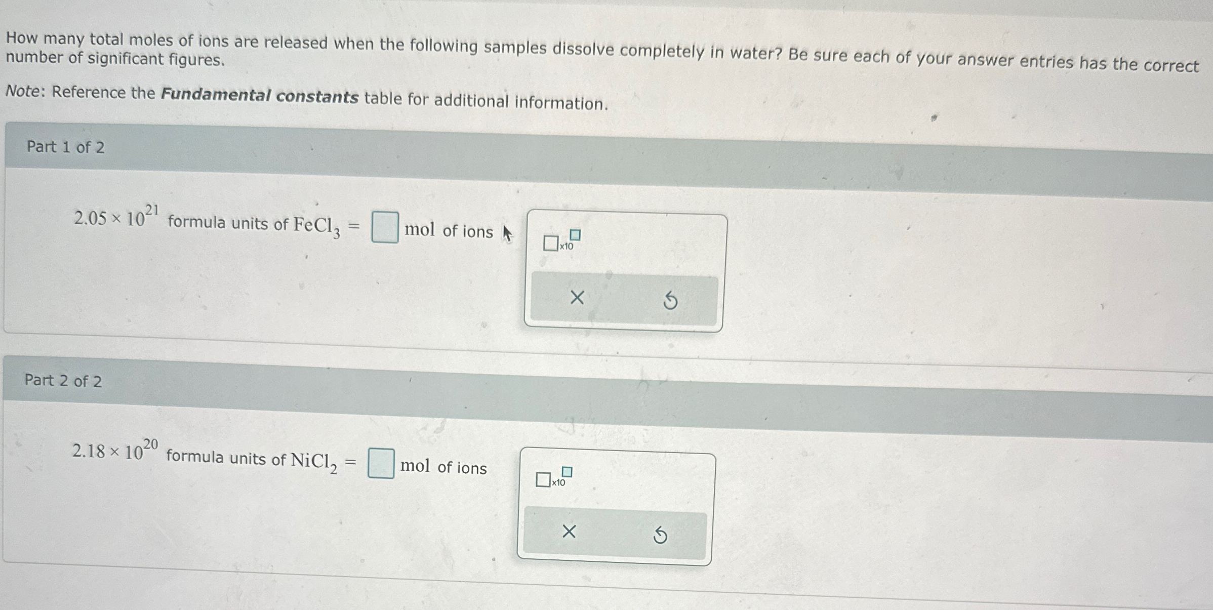 Solved How many total moles of ions are released when the | Chegg.com