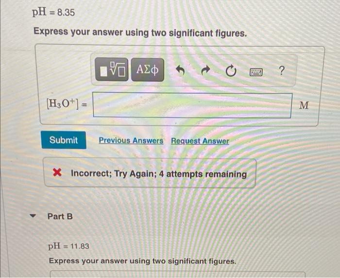 Solved pH = 8.35 Express your answer using two significant | Chegg.com