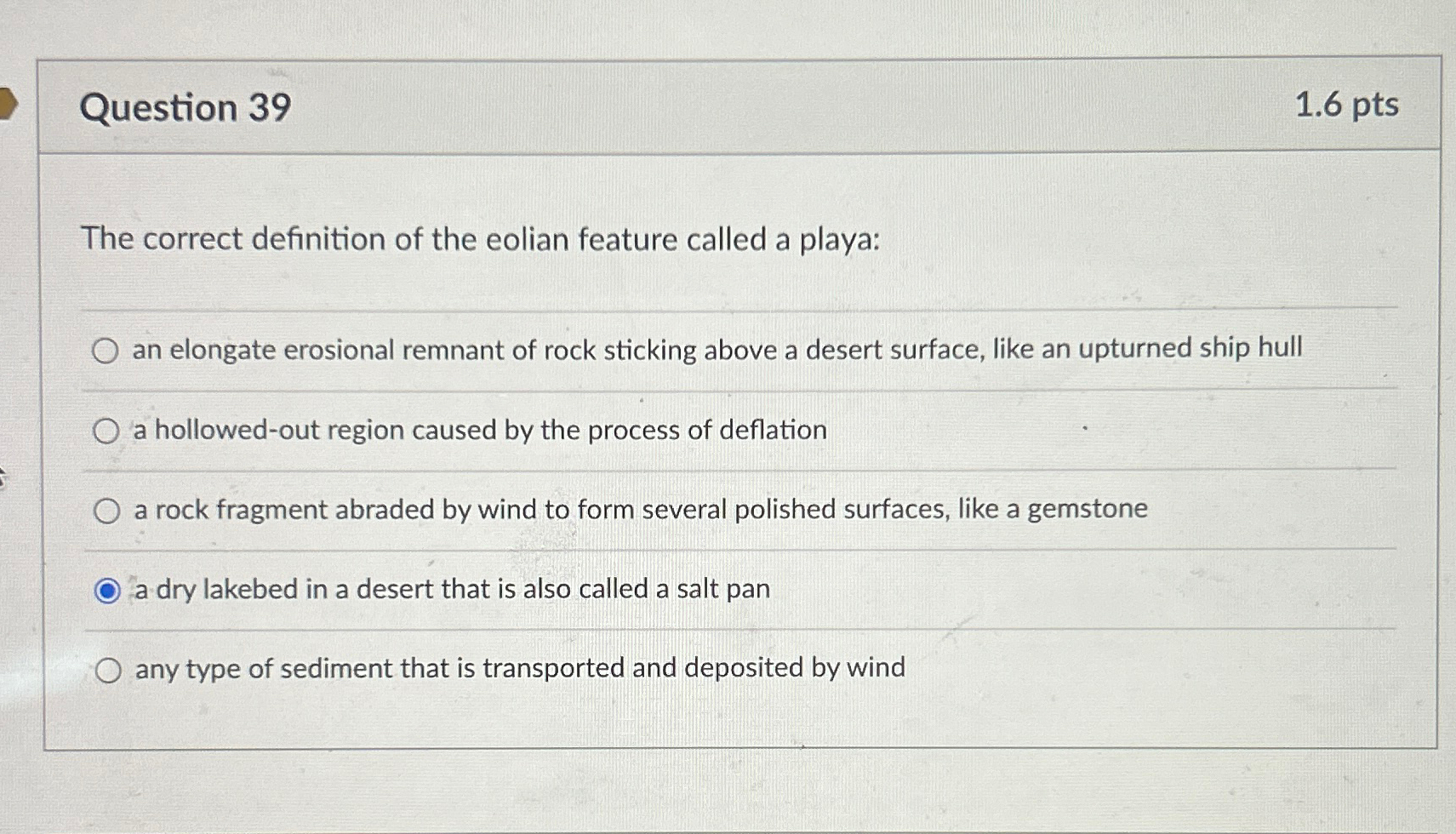 Solved Question 391.6ptsThe correct definition of the eolian | Chegg.com