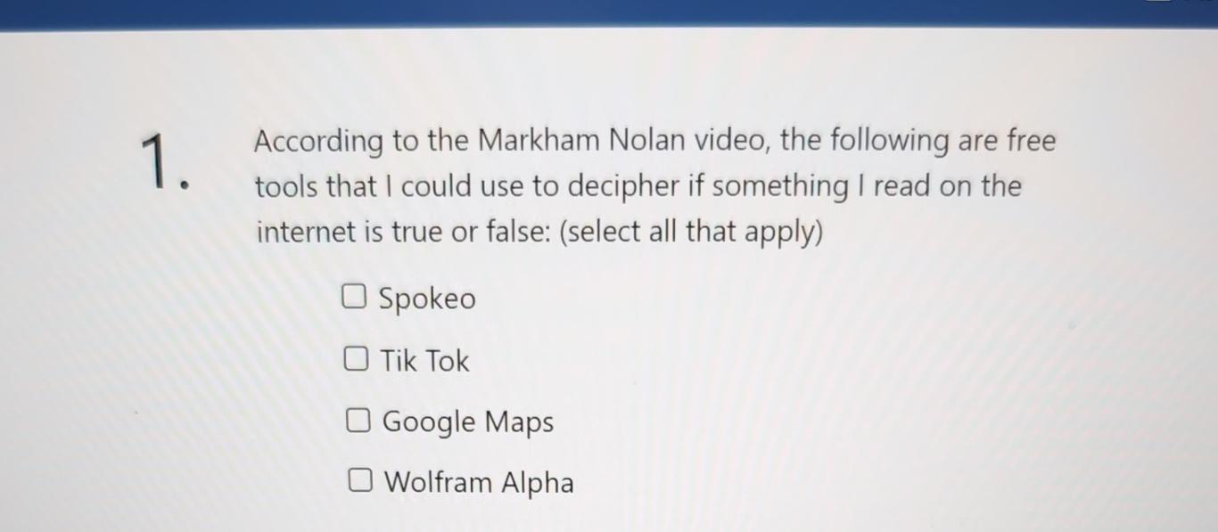 Solved According to the Markham Nolan video, the following | Chegg.com