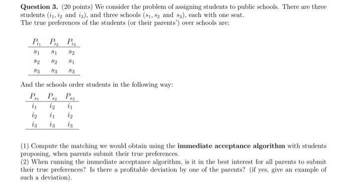 Solved Question 3. (20 points) We consider the problem of | Chegg.com