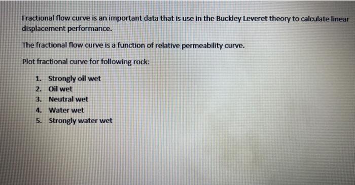 Solved Fractional flow curve is an important data that is | Chegg.com