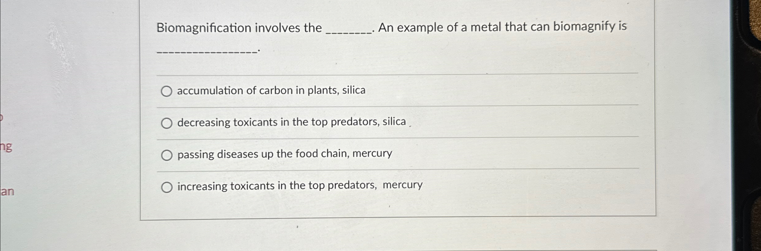 Solved Biomagnification involves the q, . ﻿An example of a | Chegg.com