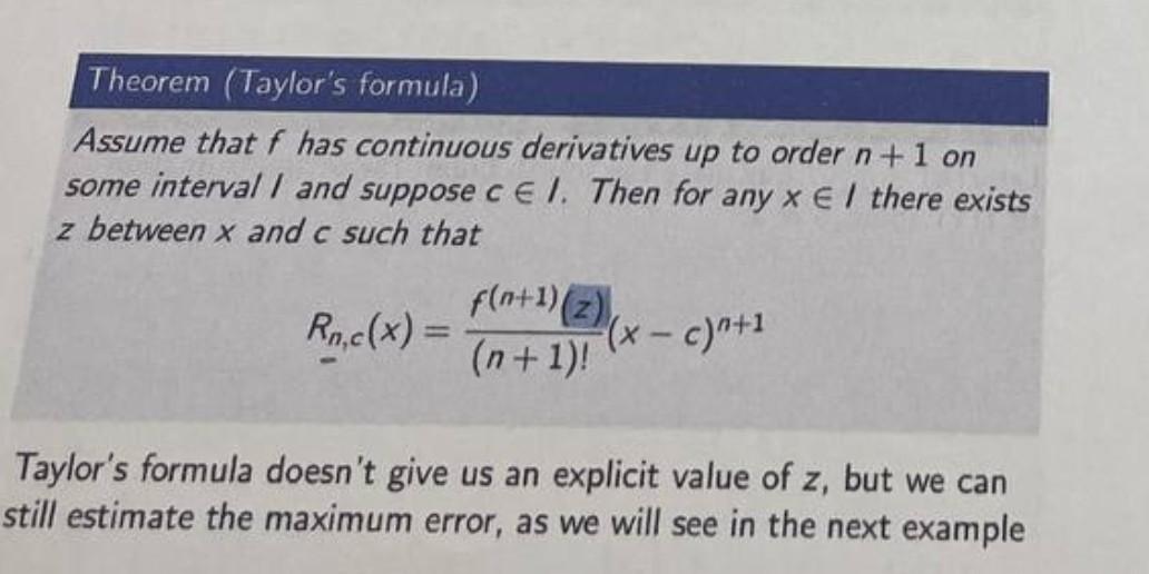 Solved Theorem (Taylor's formula) Assume that f has | Chegg.com