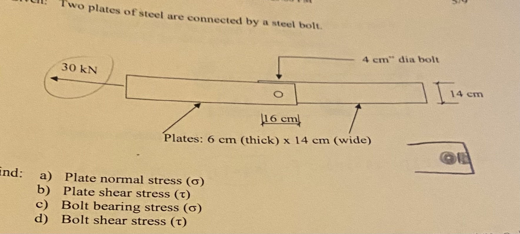 Solved Two plates of steel are connected by a steel bolt.a) | Chegg.com