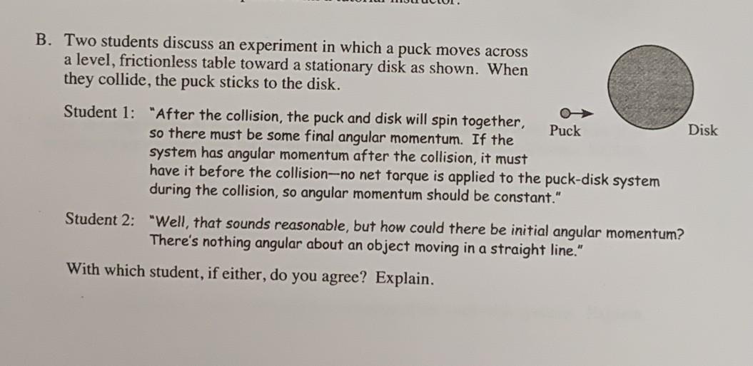 Solved II. Momentum and angular momentum in collisions A. | Chegg.com