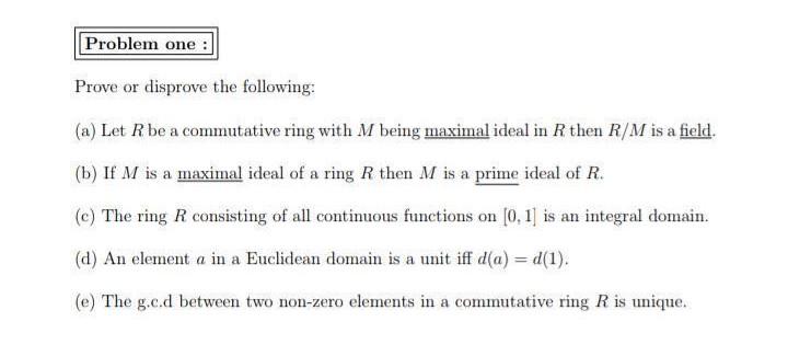 Solved Problem one: Prove or disprove the following: (a) Let | Chegg.com