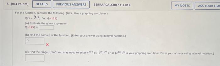 Solved A graphing calculator is recommended. For the | Chegg.com