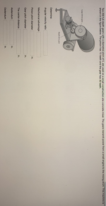Solved Two 200 ful-depth gears with a diametral pitch of 5, | Chegg.com