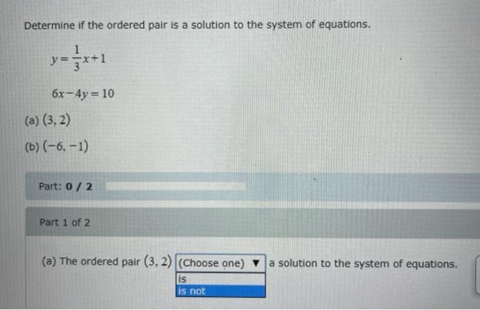 Solved Determine If The Ordered Pair Is A Solution To The