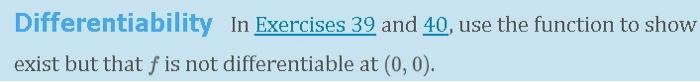 Solved Differentiability In Exercises 39 and 40, use the | Chegg.com