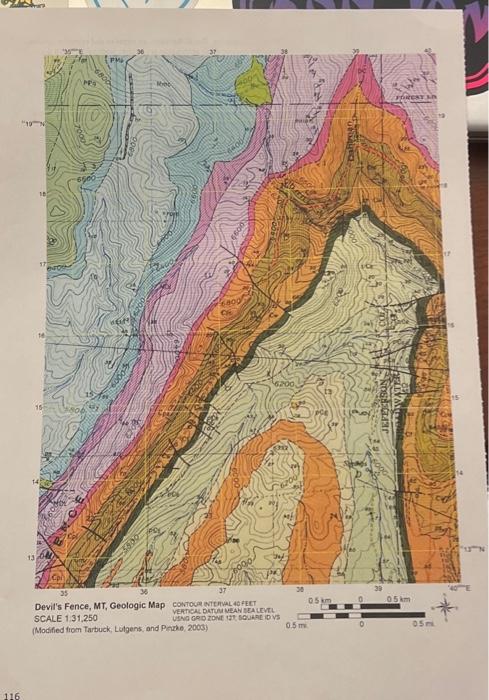 Solved Using the geologic map of Devil's Fence, Montana, and | Chegg.com