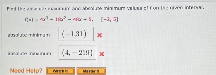 [Solved]: Find the absolute maximum and absolute minimum va