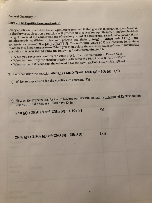 Solved General Chemistry II Workshop 2: Equilibrium Chemical | Chegg.com