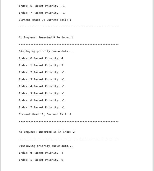 Solved Index: 3 Packet Priority: 1 Index: 4 Packet Priority: | Chegg.com