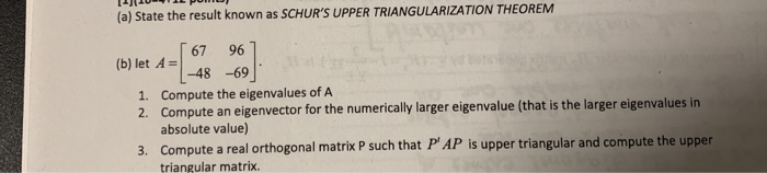 Solved LUTPUMI (a) State the result known as SCHUR'S UPPER | Chegg.com