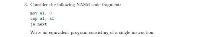 Solved 3. Consider the following NASM code fragment: mov al, | Chegg.com