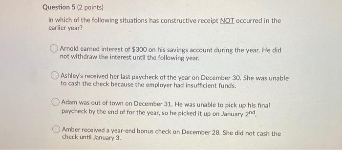 Solved Question 5 (2 points) In which of the following | Chegg.com