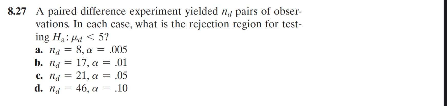Solved 8.27 ﻿A paired difference experiment yielded nd | Chegg.com