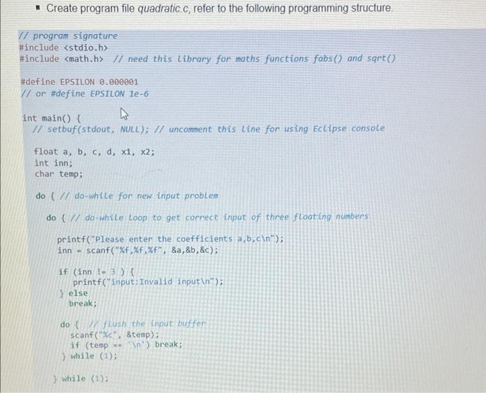 Solved 2. 6² Q3 Solving quadratic equation Write a C | Chegg.com