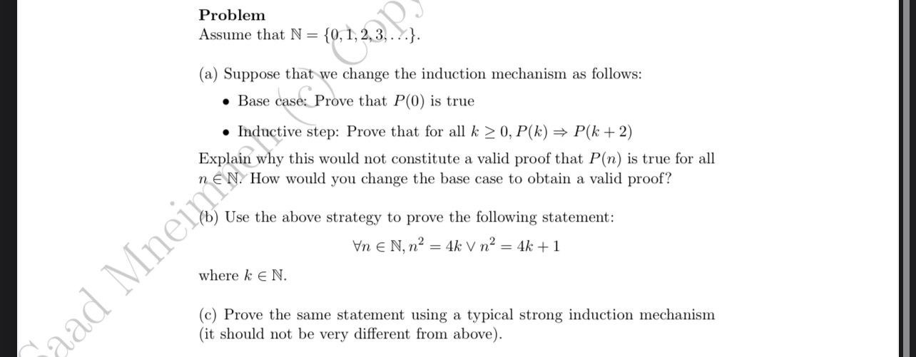 Solved ProblemAssume that N={0,1,2,3,dots}.(a) ﻿Suppose that | Chegg.com