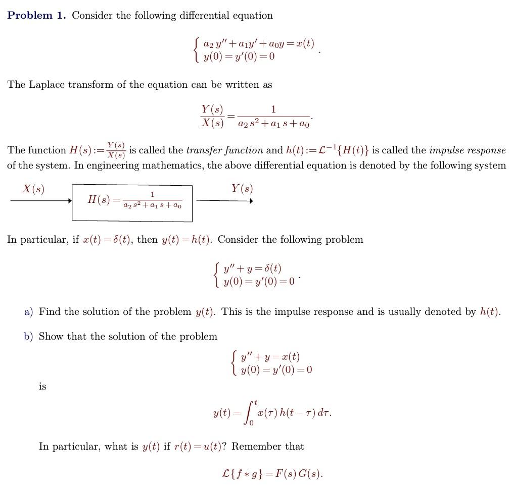 Solved Problem 1. Consider the following differential | Chegg.com
