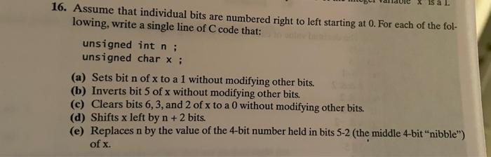 Solved 16. Assume that individual bits are numbered right to | Chegg.com