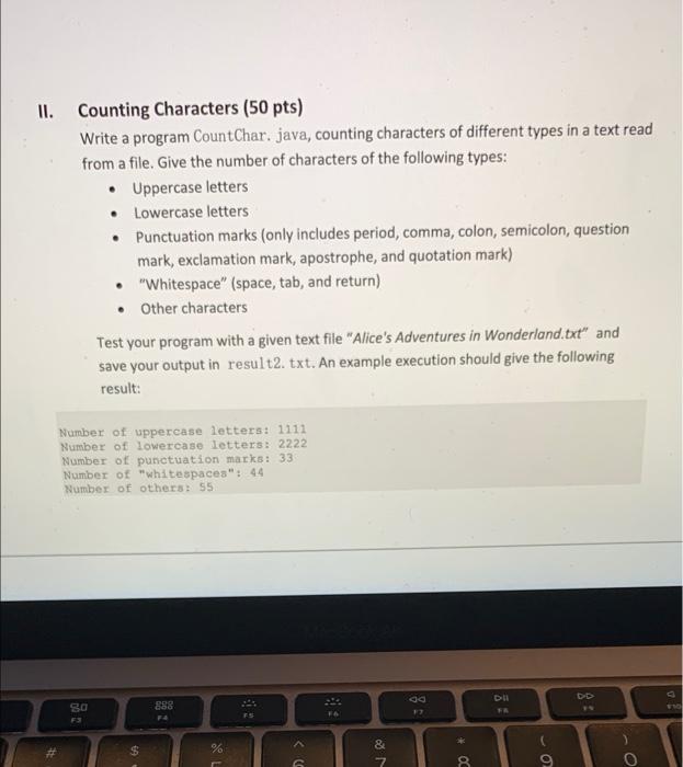Solved II. Counting Characters (50 pts) Write a program | Chegg.com
