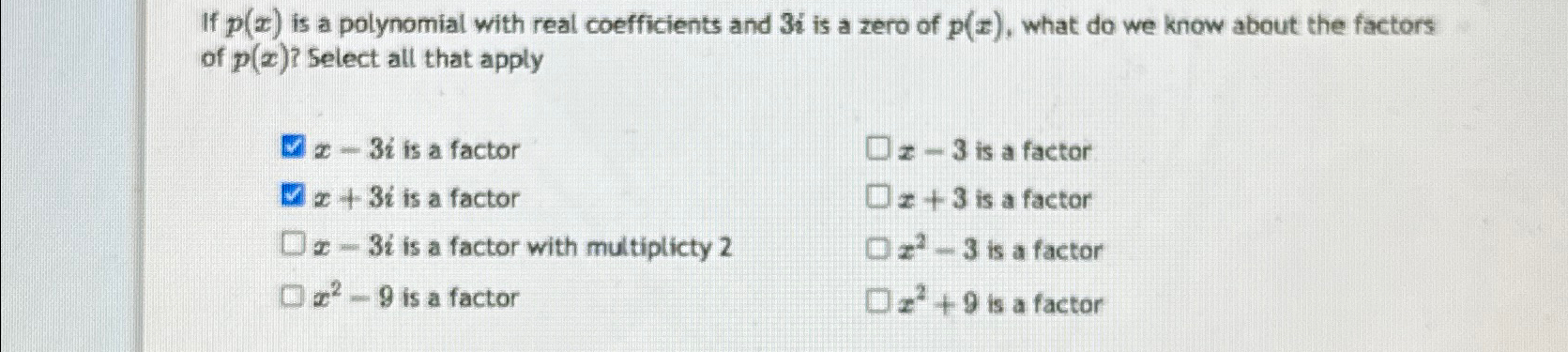 Solved If p(x) ﻿is a polynomial with real coefficients and | Chegg.com